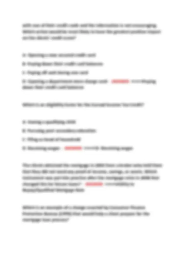 HUD Housing Counselor Certification Practice Exam | Exams Nursing | Docsity