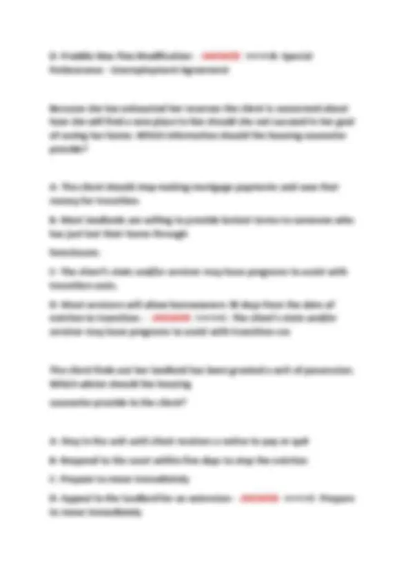 HUD Housing Counselor Certification Practice Exam | Exams Nursing | Docsity