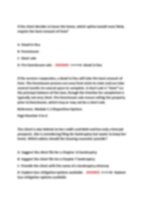 HUD Housing Counselor Certification Practice Exam | Exams Nursing | Docsity