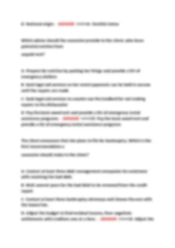 HUD Housing Counselor Certification Practice Exam | Exams Nursing | Docsity