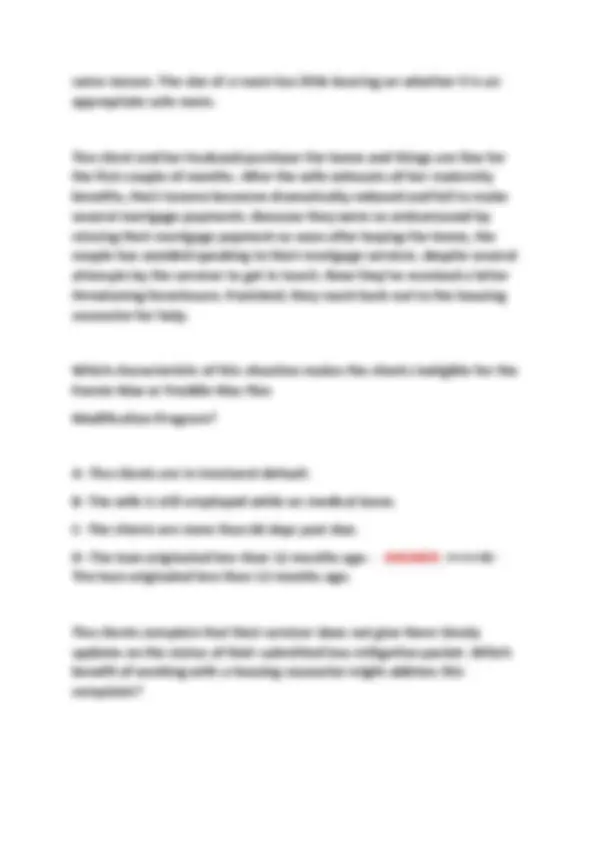 HUD Housing Counselor Certification Practice Exam | Exams Nursing | Docsity