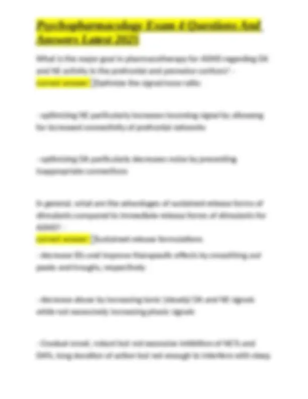 Psychopharmacology Exam 4 Questions and Answers: A Study Guide for ...