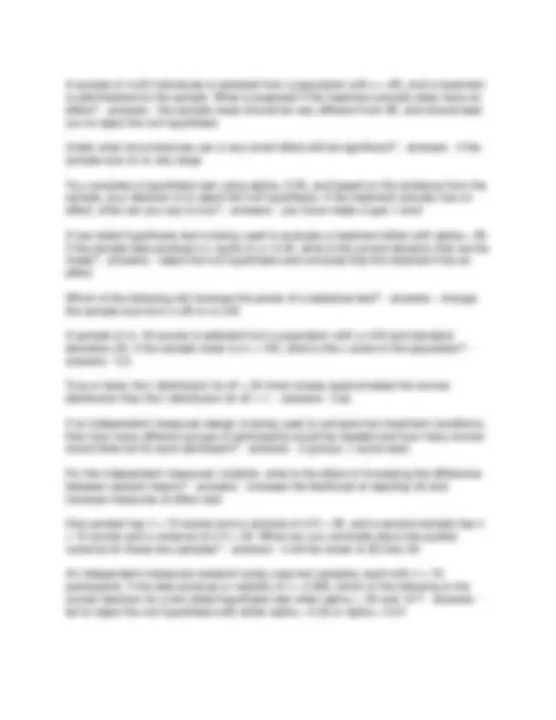 Biostatistics Exam 3: Questions and Answers | Exams Social Sciences | Docsity