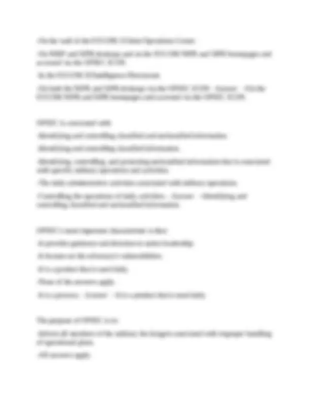 Operations Security (OPSEC) Annual Refresher questions with correct ...