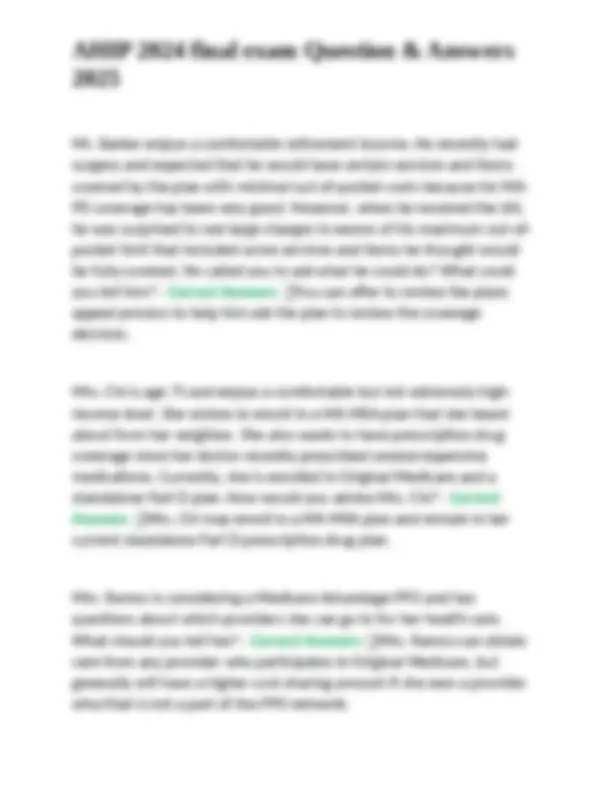 AHIP 2024 Final Exam: Medicare Questions and Answers | Exams Nursing ...