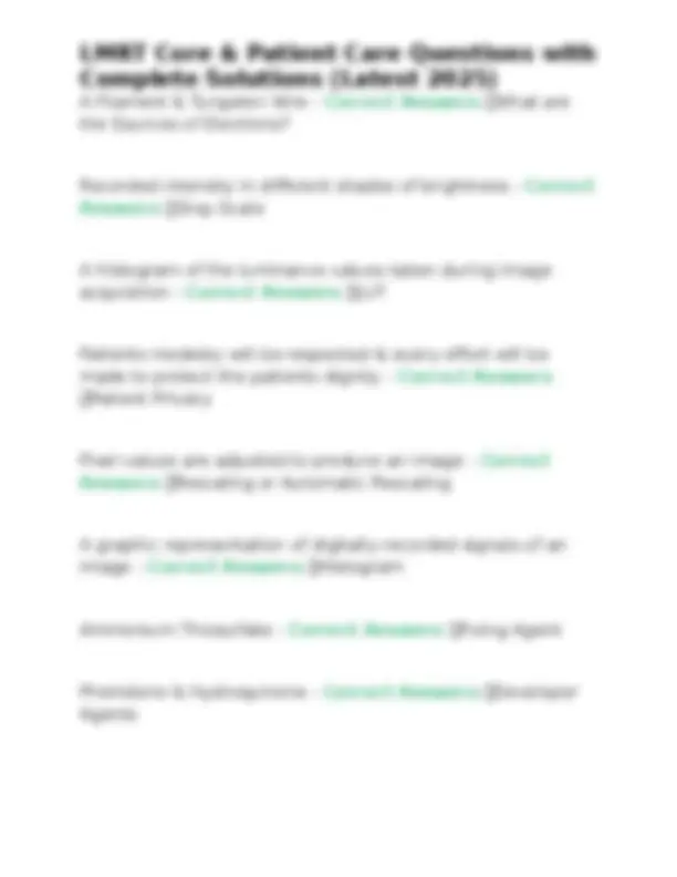 LMRT Core & Patient Care Questions and Answers: A Comprehensive Guide ...