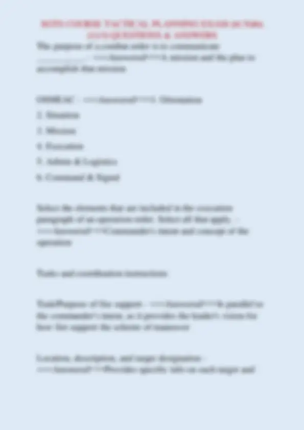 SGTS Course Tactical Planning Exam (Actual 2025) Questions & Answers ...