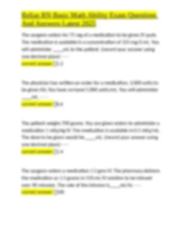 Relias RN Basic Math Ability Exam Questions and Answers | Exams ...