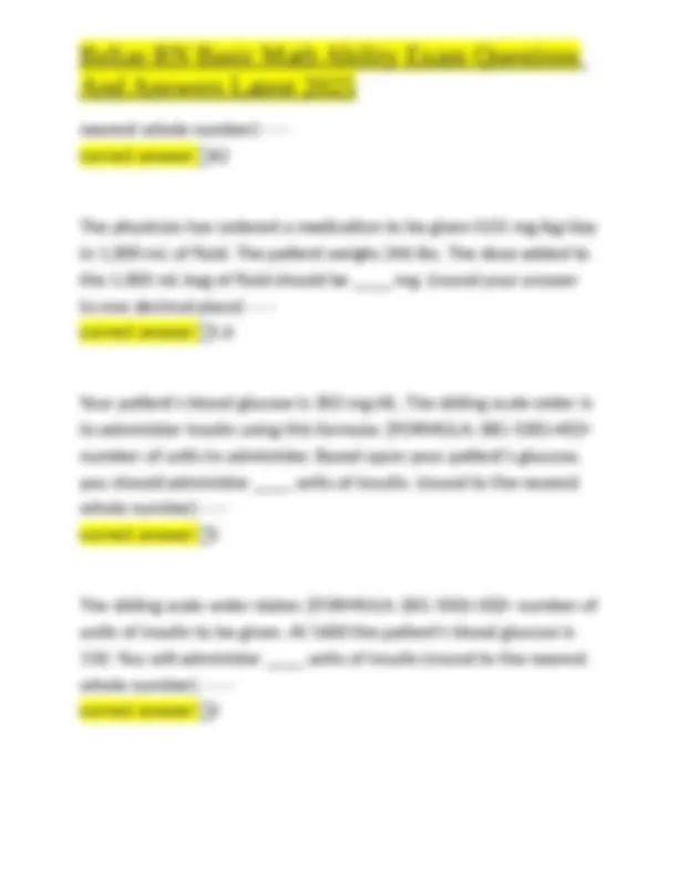 Relias RN Basic Math Ability Exam Questions and Answers | Exams ...