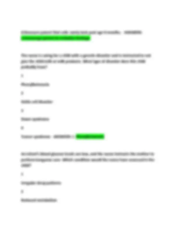 NURS 325 PEDS Practice Test 1: Chapters 26, 31, 39 & 40 | Exams Nursing ...