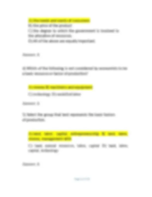Economics Test Questions and Answers: Chapter 1 Introduction | Exams ...