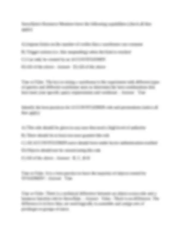 Snowflake Certification Questions and Answers | Exams Computer Science | Docsity