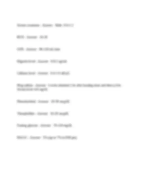 Normal Lab Values for Medical Professionals | Exams Nursing | Docsity