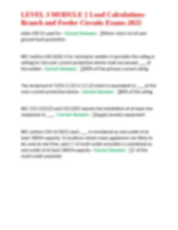 NEC Code Exam Preparation: Load Calculations, Branch and Feeder Circuits | Exams Nursing | Docsity