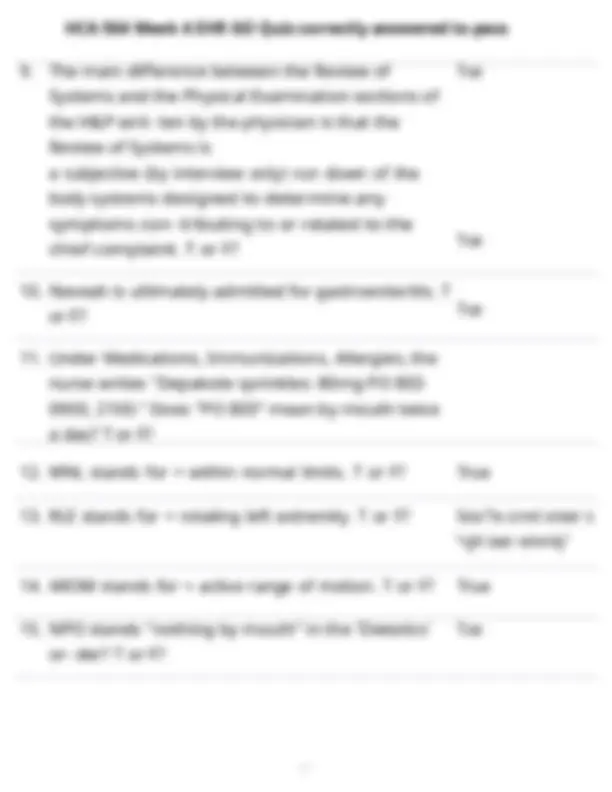 HCA 504 Week 4 EHR GO Quiz: Understanding Medical Terminology and ...