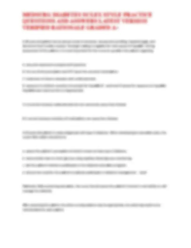 MEDSURG DIABETES NCLEX STYLE PRACTICE QUESTIONS AND ANSWERS | Exams ...