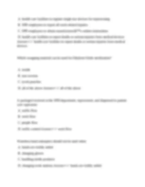 SPD Final Exam Questions and Answers: Sterile Processing Department ...