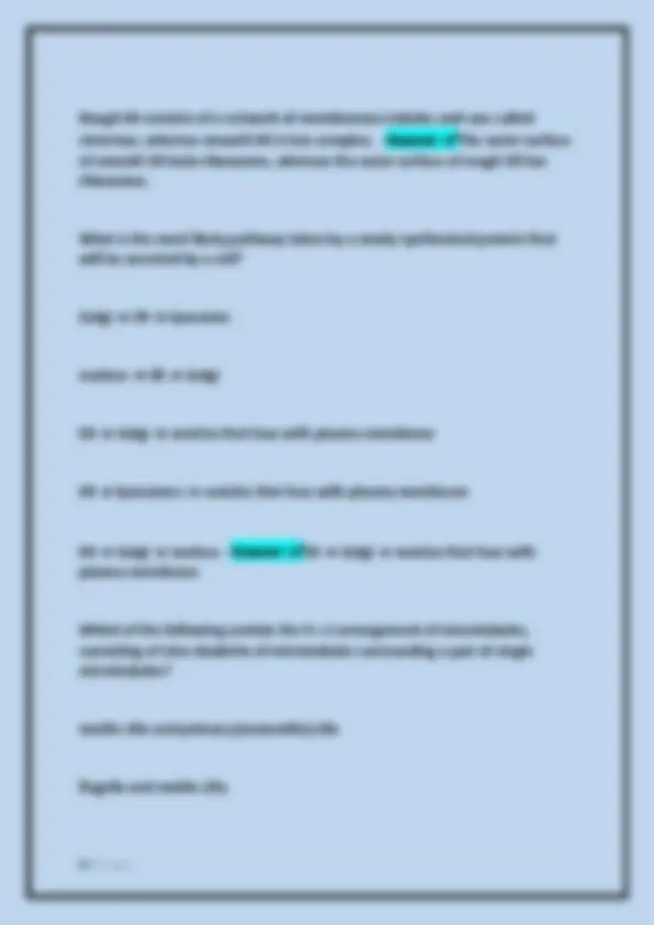 BSC 1010C: Cell Biology and Genetics - Final Exam Review Questions and ...