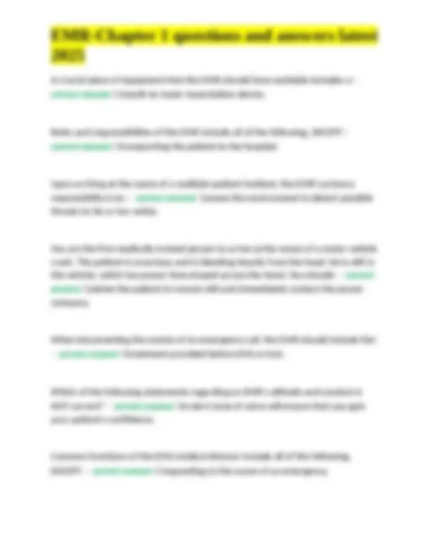 Emergency Medical Responder (EMR) Chapter 1: Questions and Answers ...