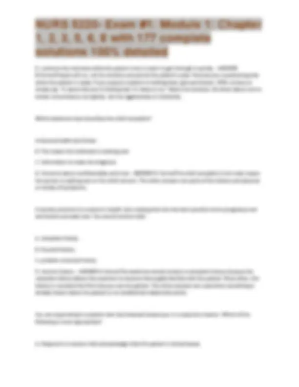 NURS 5220- Exam #1: Module 1: Chapter 1, 2, 3, 5, 6, 8 with 177 ...