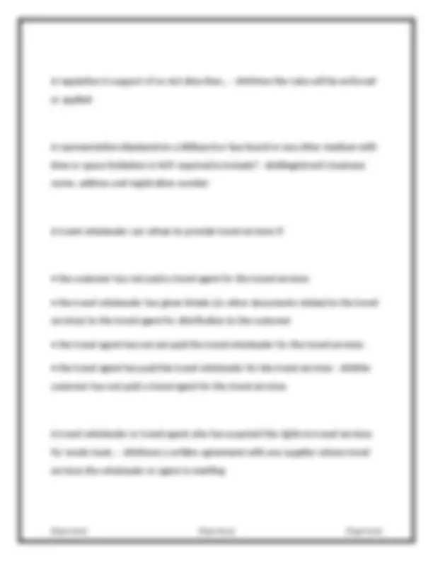 TICO Test Sample Test: Travel Industry Regulations and Consumer ...