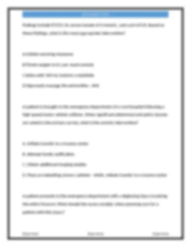 TNCC 9th Edition 2024 Test: Trauma Care Multiple Choice Questions and ...