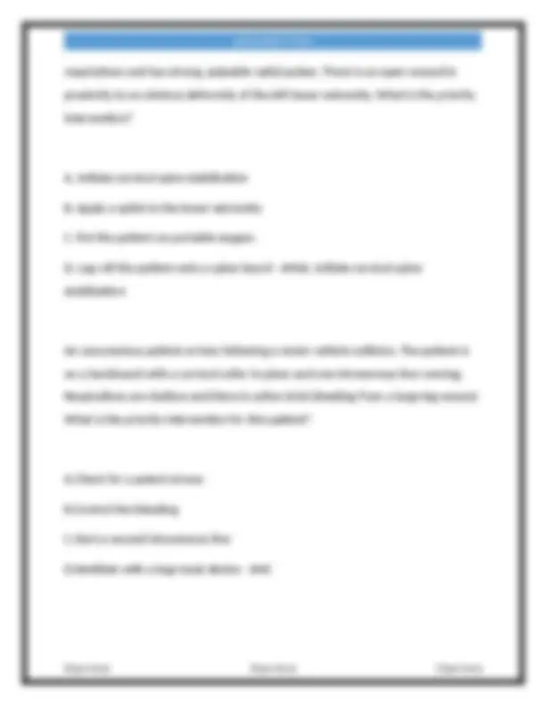 TNCC 9th Edition 2024 Test: Trauma Care Multiple Choice Questions and ...