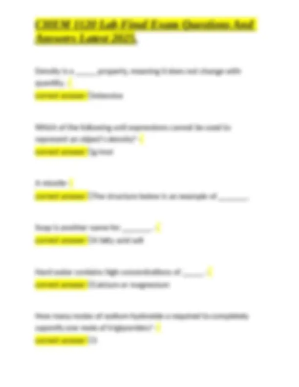 CHEM 1120 Lab Final Exam Questions and Answers: A Comprehensive Review of Key Concepts | Exams ...