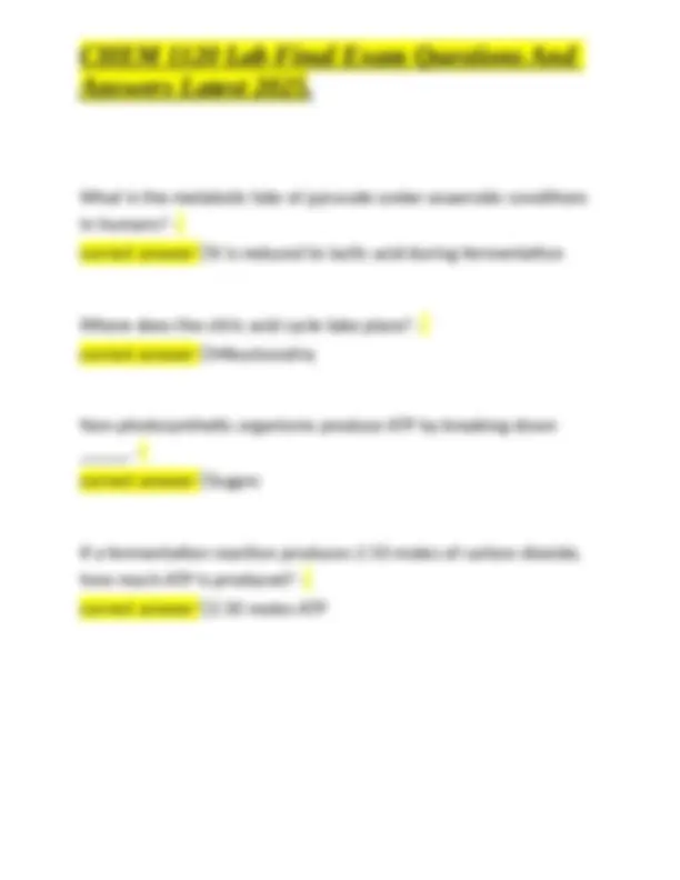 CHEM 1120 Lab Final Exam Questions and Answers: A Comprehensive Review ...