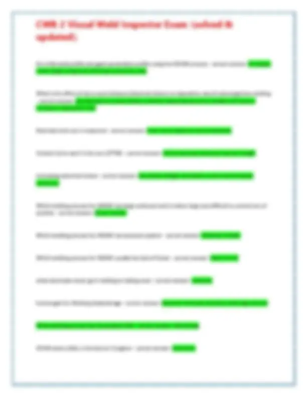 CWB 2 Visual Weld Inspector Exam (Solved & Updated): Multiple Choice ...