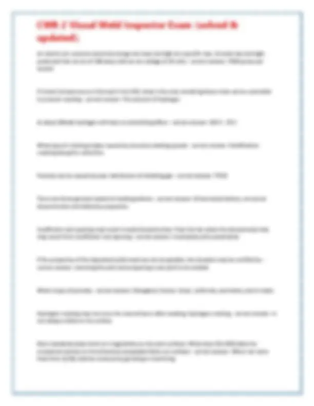 CWB 2 Visual Weld Inspector Exam (Solved & Updated): Multiple Choice ...