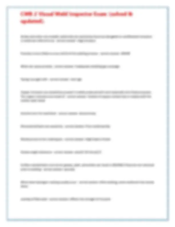 CWB 2 Visual Weld Inspector Exam (Solved & Updated): Multiple Choice ...