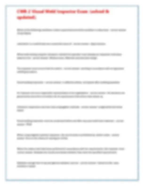 CWB 2 Visual Weld Inspector Exam (Solved & Updated): Multiple Choice ...