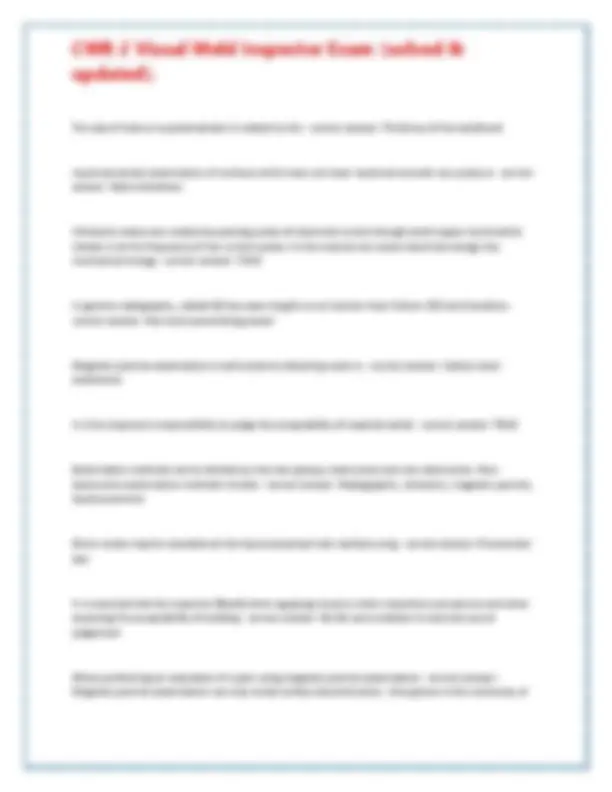 CWB 2 Visual Weld Inspector Exam (Solved & Updated): Multiple Choice ...