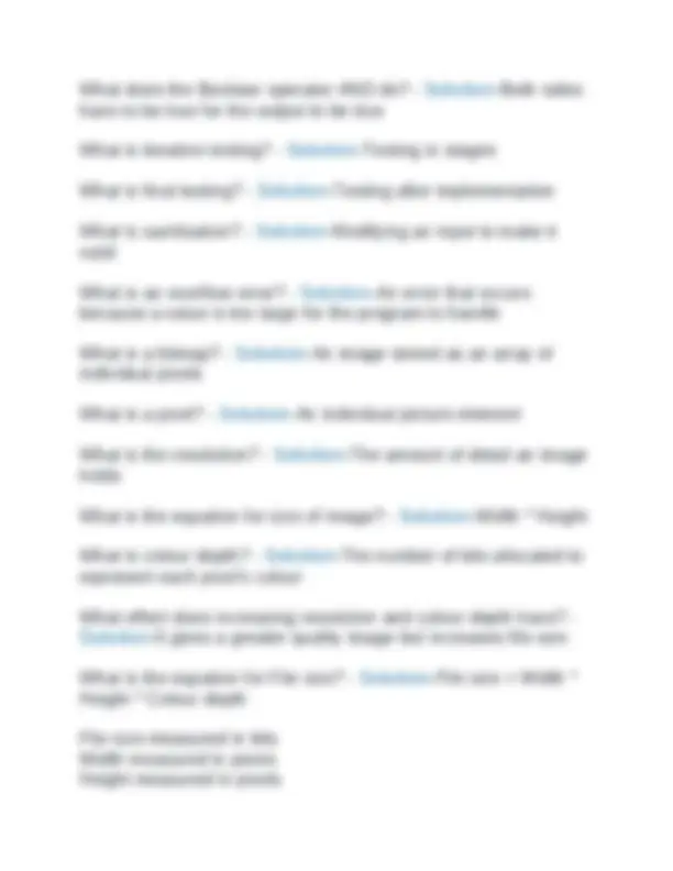 GCSE Computer Science Exam Questions and Answers | Exams Computer Science | Docsity