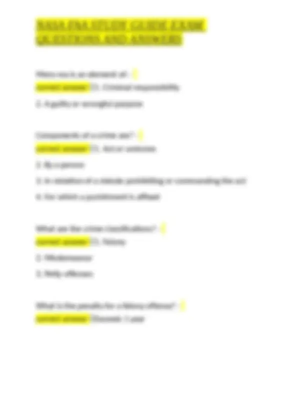 NASA FAA Study Guide Exam: Questions and Answers on Criminal Law and ...