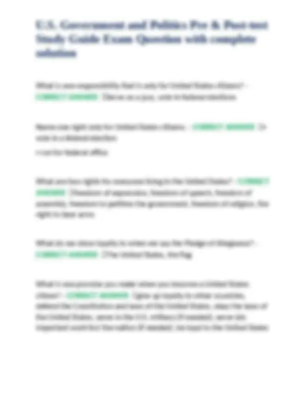 U.S. Government & Politics Exam Study Guide: Questions & Solutions ...