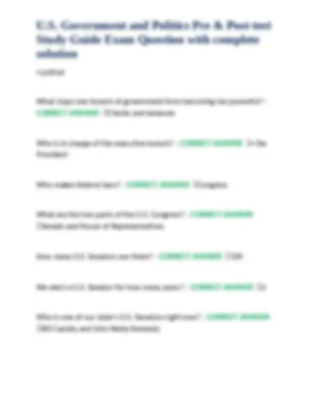 U.S. Government & Politics Exam Study Guide: Questions & Solutions ...