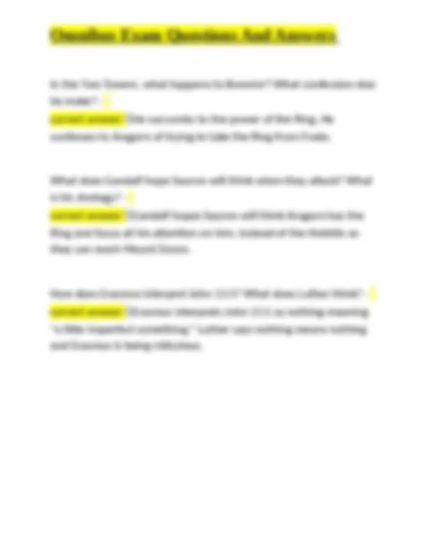 Omnibus Exam Questions and Answers: Literature and History | Exams Law ...