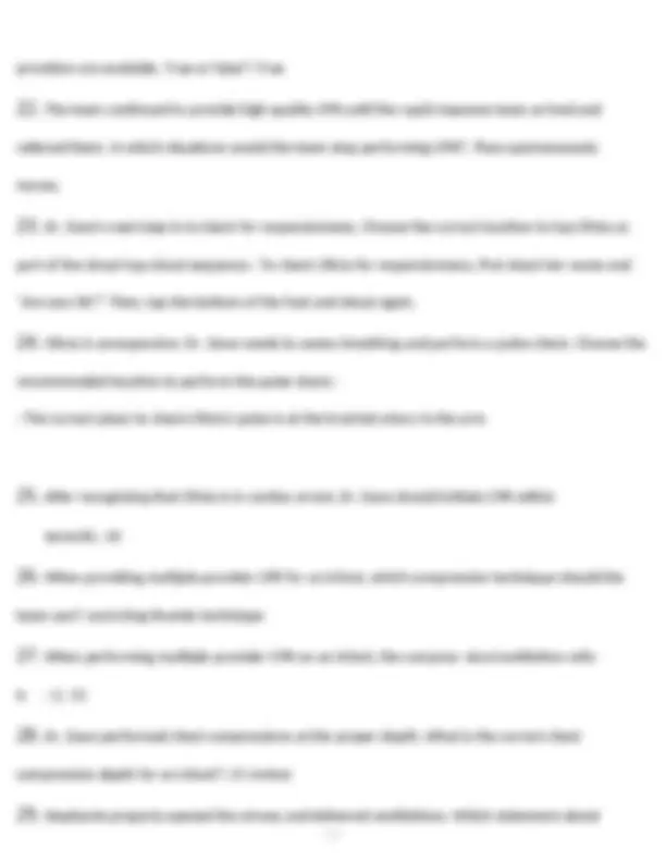 Basic Life Support for Children and Infants questions and answers 2024 ...