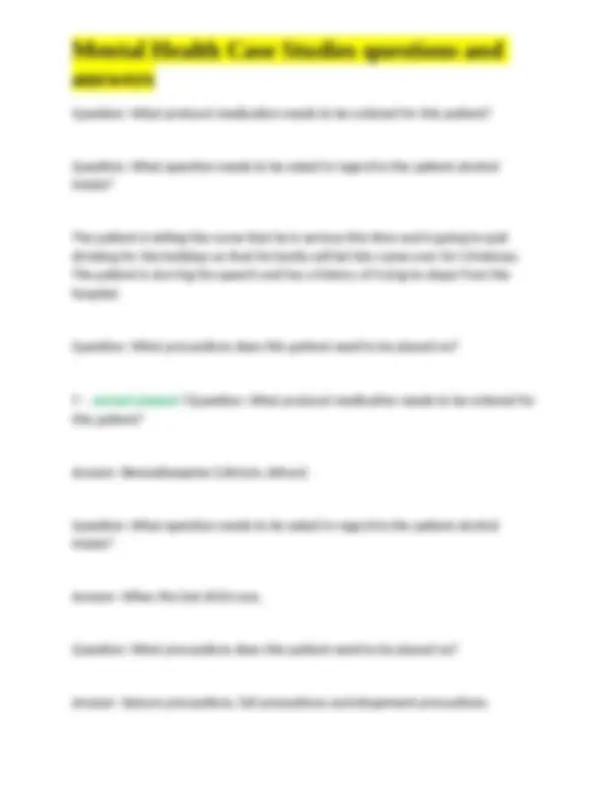 Mental Health Case Studies: Questions and Answers for Healthcare Professionals | Exams Nursing ...