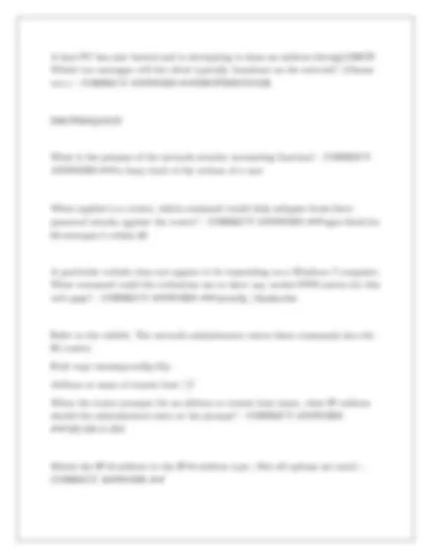 CCNA 1 Final Exam Questions and Answers | Exams Computer Science | Docsity