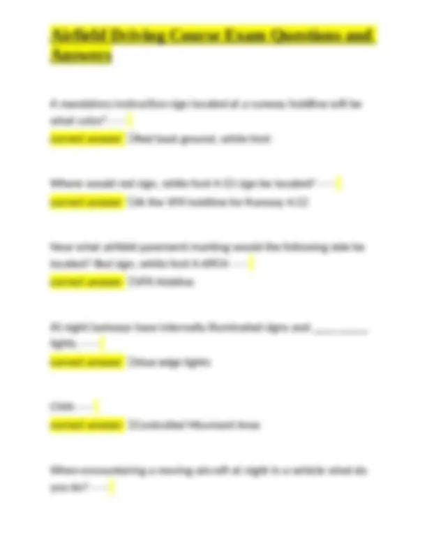 Airfield Driving Course Exam Questions and Answers | Exams Engineering ...