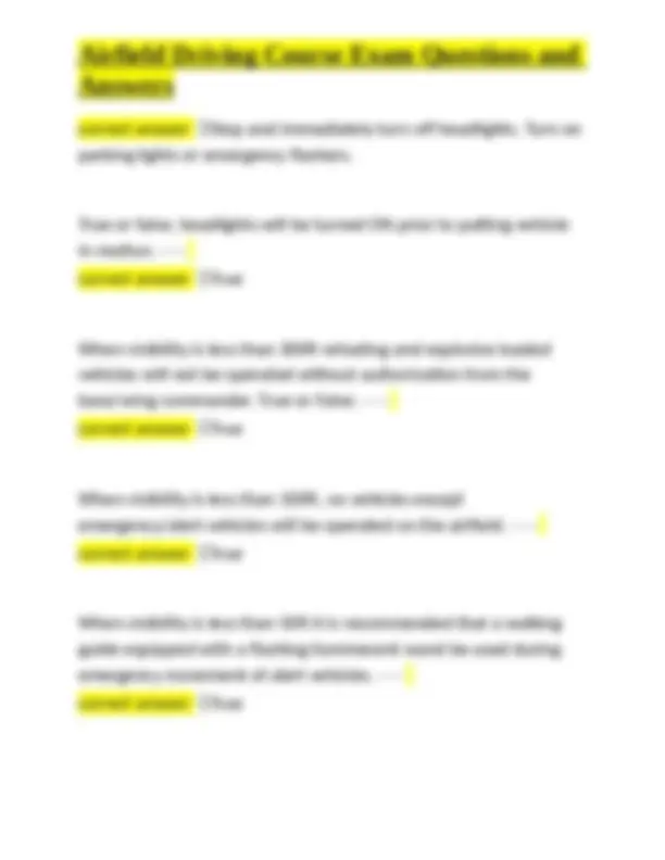 Airfield Driving Course Exam Questions and Answers | Exams Engineering ...