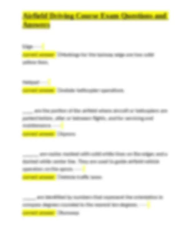 Airfield Driving Course Exam Questions and Answers | Exams Engineering ...