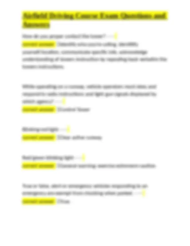 Airfield Driving Course Exam Questions and Answers | Exams Engineering ...