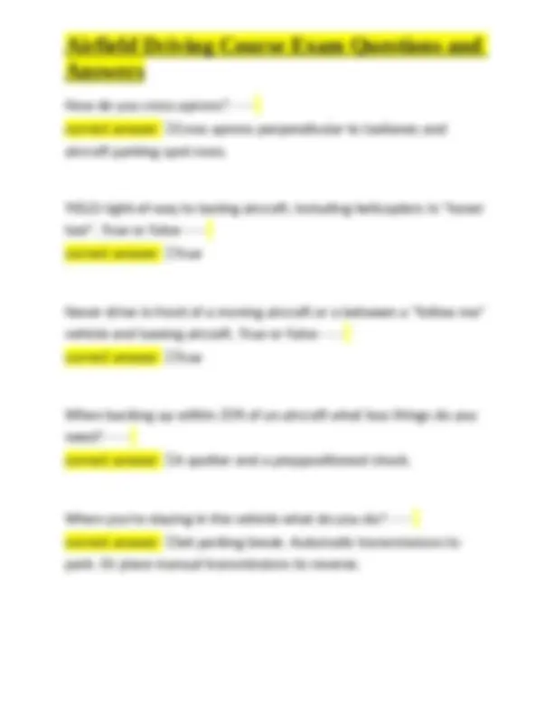 Airfield Driving Course Exam Questions and Answers | Exams Engineering ...