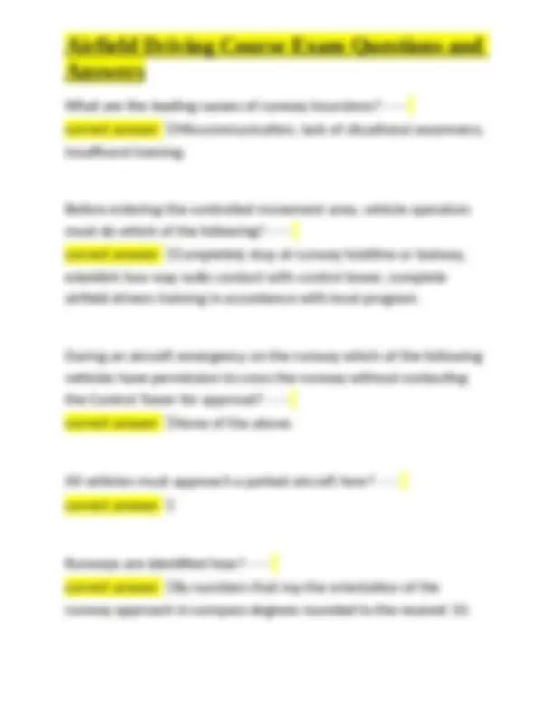 Airfield Driving Course Exam Questions and Answers | Exams Engineering ...