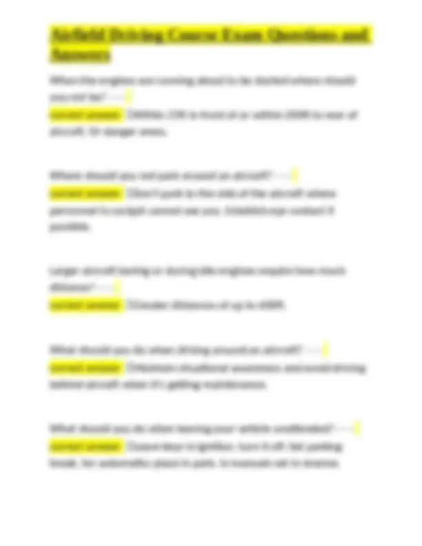 Airfield Driving Course Exam Questions and Answers | Exams Engineering ...