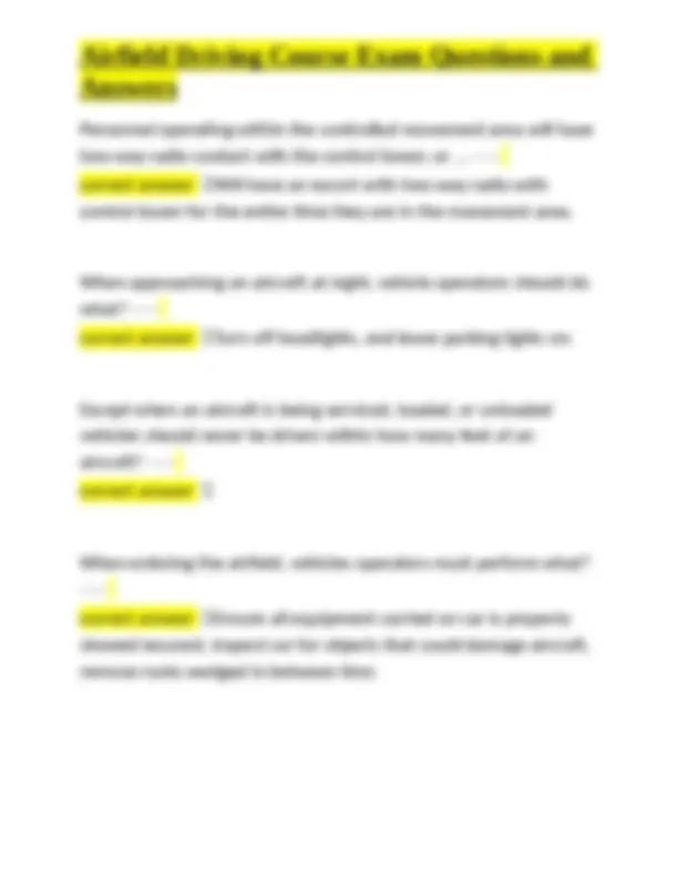 Airfield Driving Course Exam Questions and Answers | Exams Engineering ...